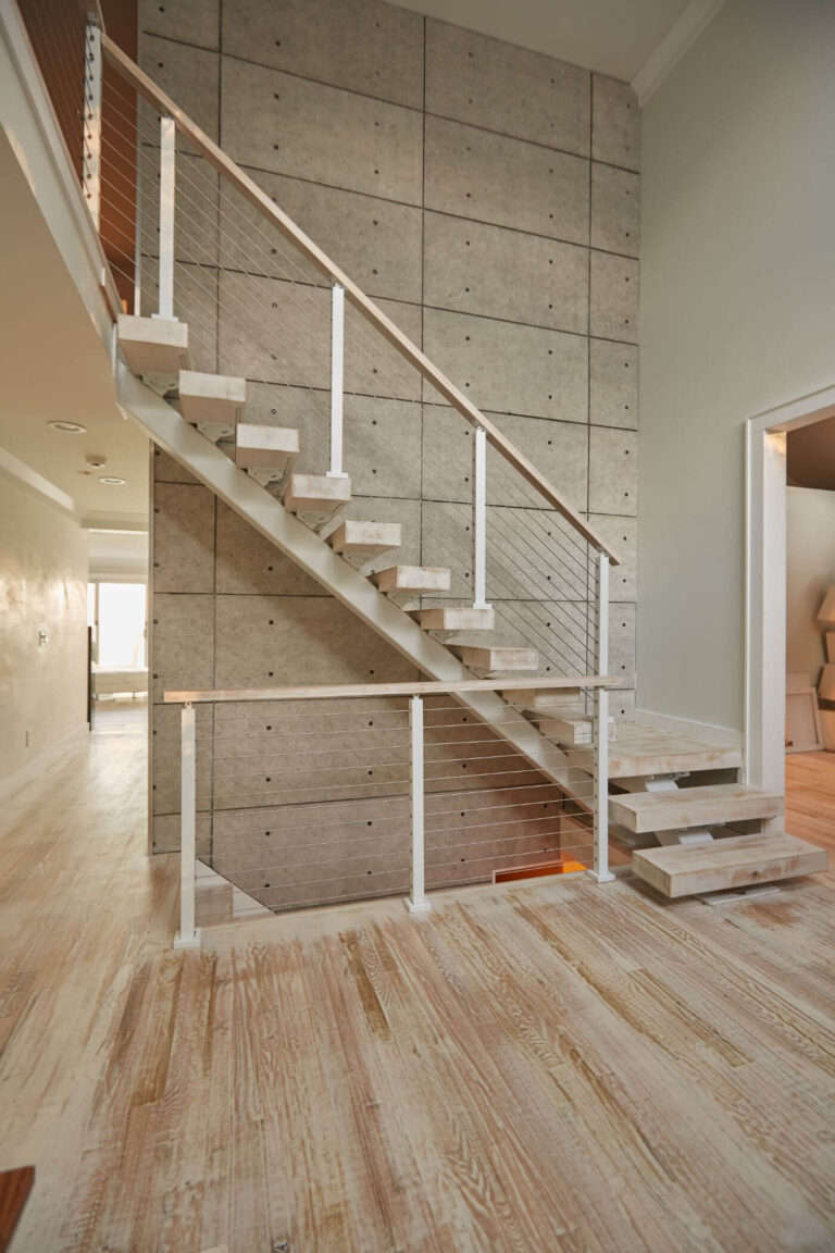 Floating stairs | Mono Stringers, Open Riser Stairs, & Floating Stair ...
