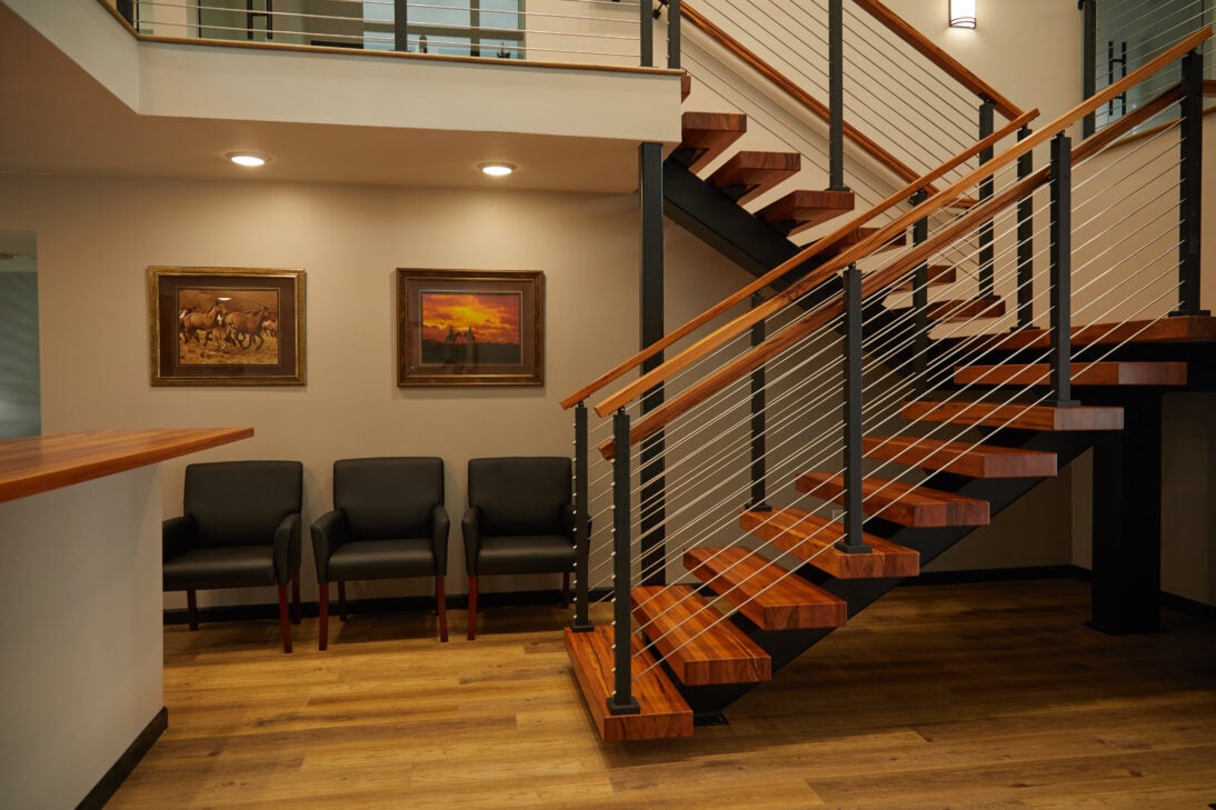 Switchback Stair Stringer for Flight Floating Stairs | Viewrail