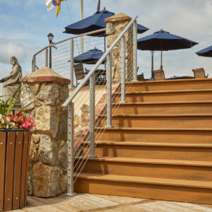 Curved Cable Railing on a Lakeside Restaurant - Viewrail
