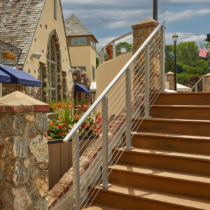 Curved Cable Railing on a Lakeside Restaurant - Viewrail