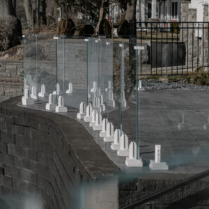 Glass Railing with Icy White Accents on a Frozen Lake - Viewrail