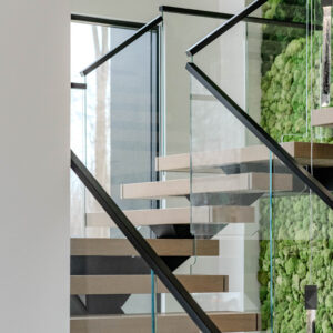 Eclectic Switchback Staircase with Glass Railing - Viewrail
