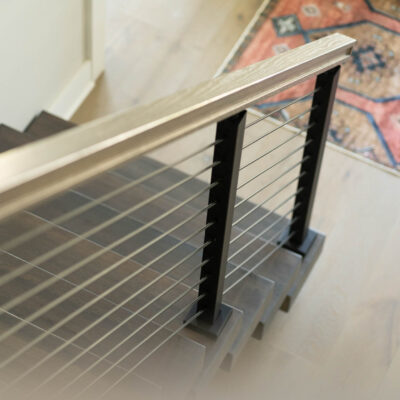 Modern FLIGHT Mono system with Wooden handrail and Rod Railing - Viewrail