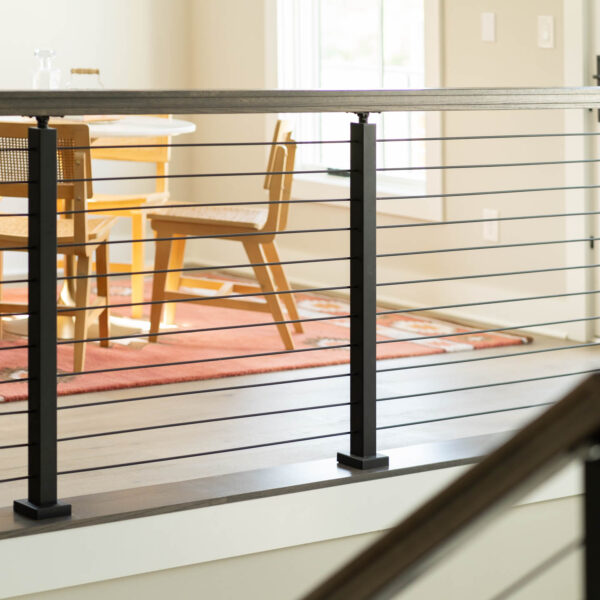 Modern FLIGHT Mono system with Wooden handrail and Rod Railing - Viewrail