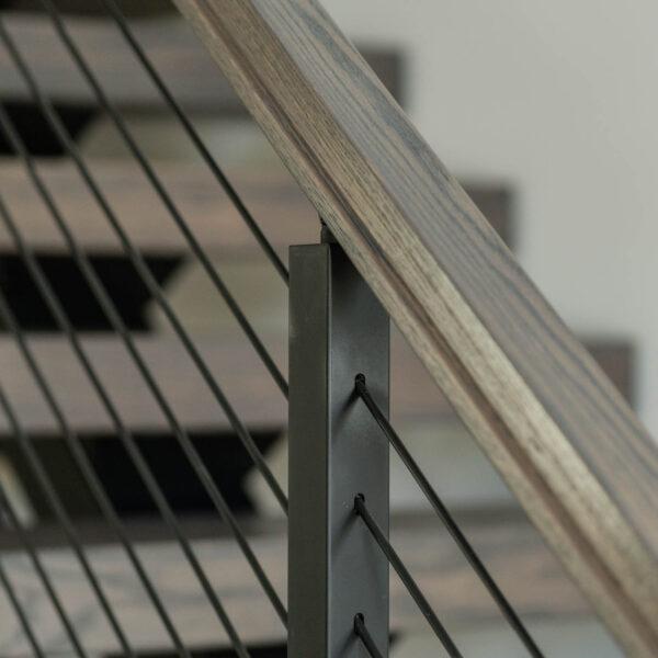 Modern FLIGHT Mono system with Wooden handrail and Rod Railing - Viewrail