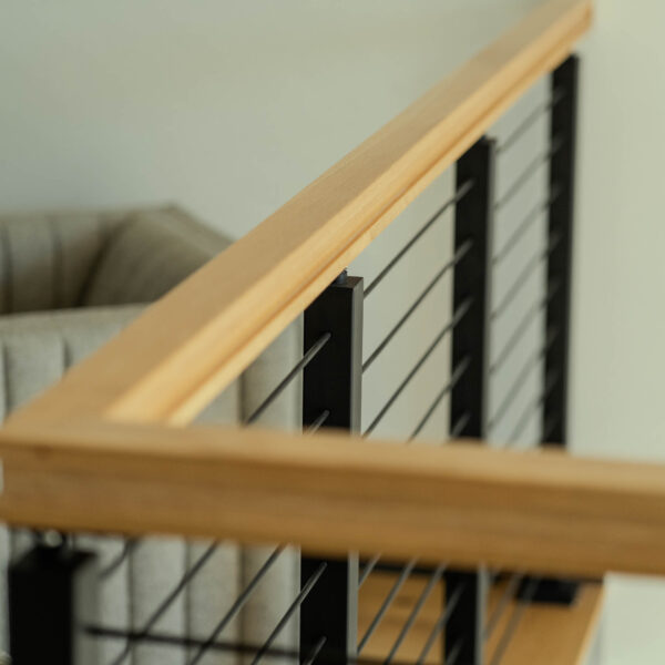 Warmer Stained Flight Mono with Rod Railing and Wooden Handrail - Viewrail