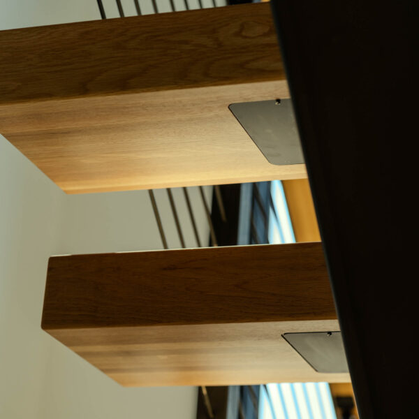 Warmer Stained Flight Mono with Rod Railing and Wooden Handrail - Viewrail
