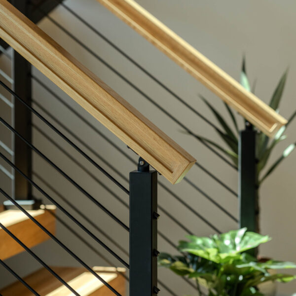 Warmer Stained Flight Mono with Rod Railing and Wooden Handrail - Viewrail