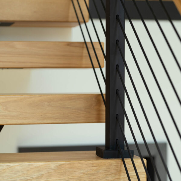 Warmer Stained Flight Mono with Rod Railing and Wooden Handrail - Viewrail