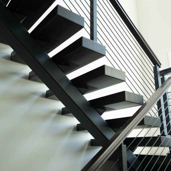 Warmer Stained Flight Mono with Rod Railing and Wooden Handrail - Viewrail