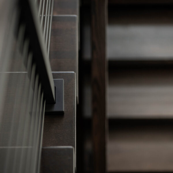 Dark Stained FLIGHT Mono System with Wooden Handrail and Rod Railing ...