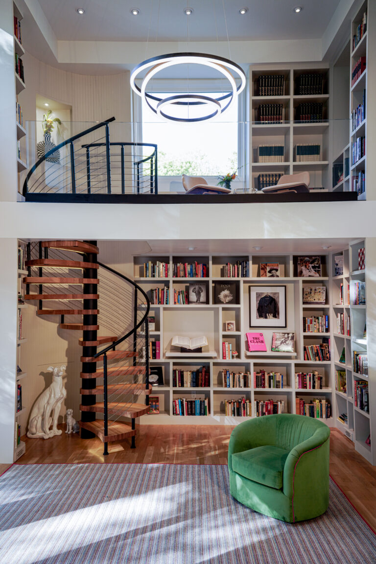 Stunning Spiral Staircase in a Spectacular Home Library - Viewrail