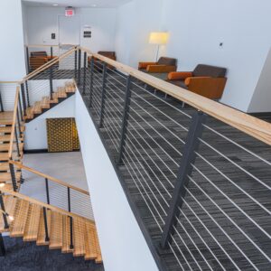 Sleek Balcony Railing in a Modern Office | Viewrail