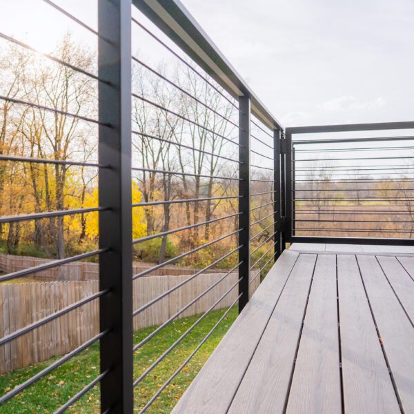 Elevated Deck with FLIGHT Mono featuring Porcelain Treads | Viewrail
